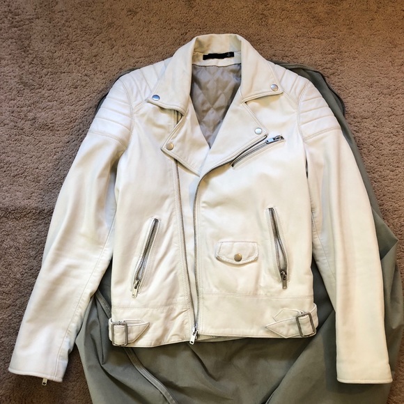 BLK DNM | Jackets & Coats | Blk Dnm Moto Leather Jacket Ivory S | Poshmark